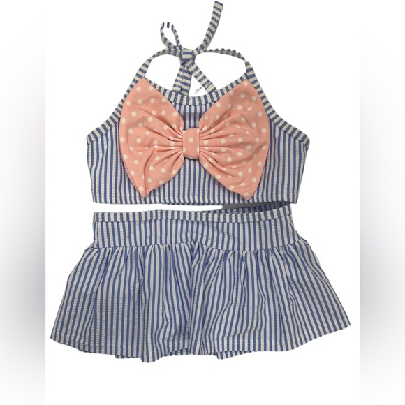 Ruffle Butts | Swim | Periwinkle Blue Seersucker Bow Skirted Ruffle ...